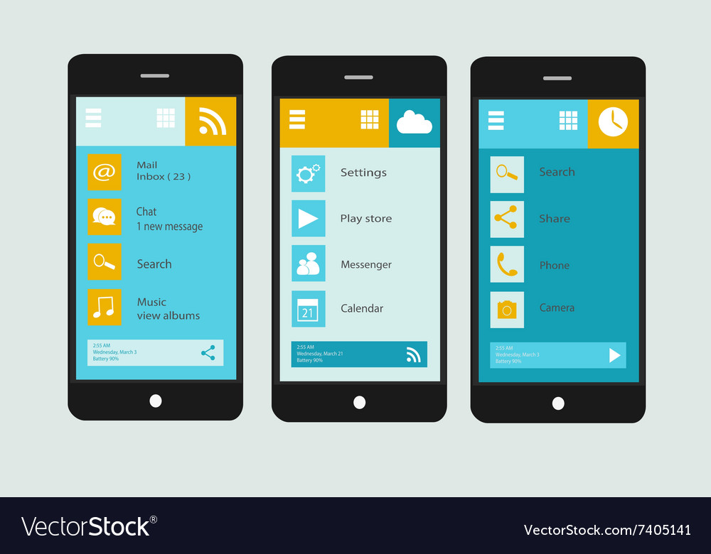 Smartphone material design interface Royalty Free Vector
