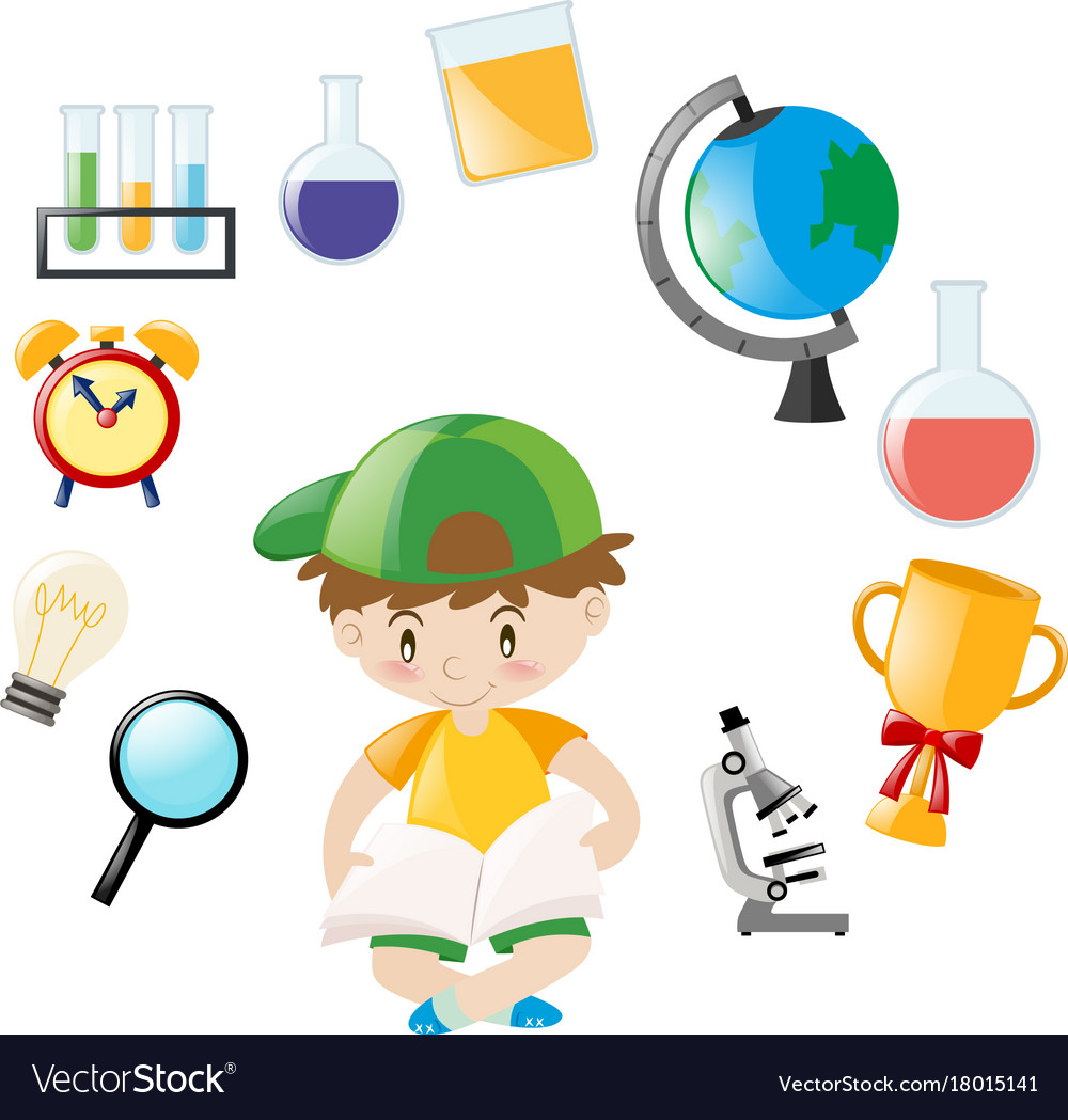 Student and school objects Royalty Free Vector Image