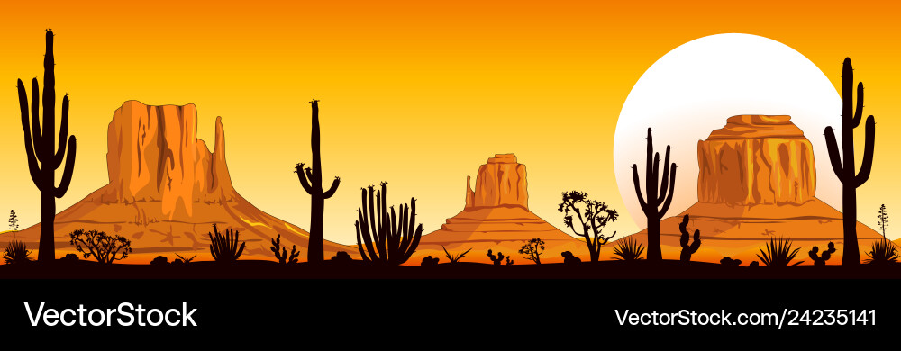 Sunset in arizona desert Royalty Free Vector Image
