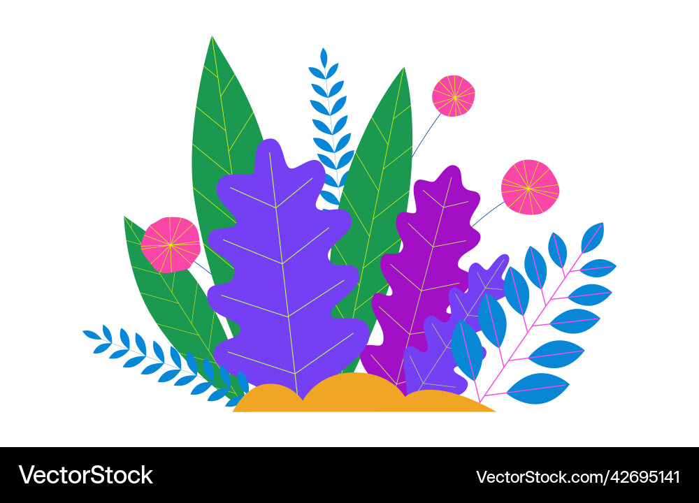 Trendy neon gradient plants and leaves Royalty Free Vector