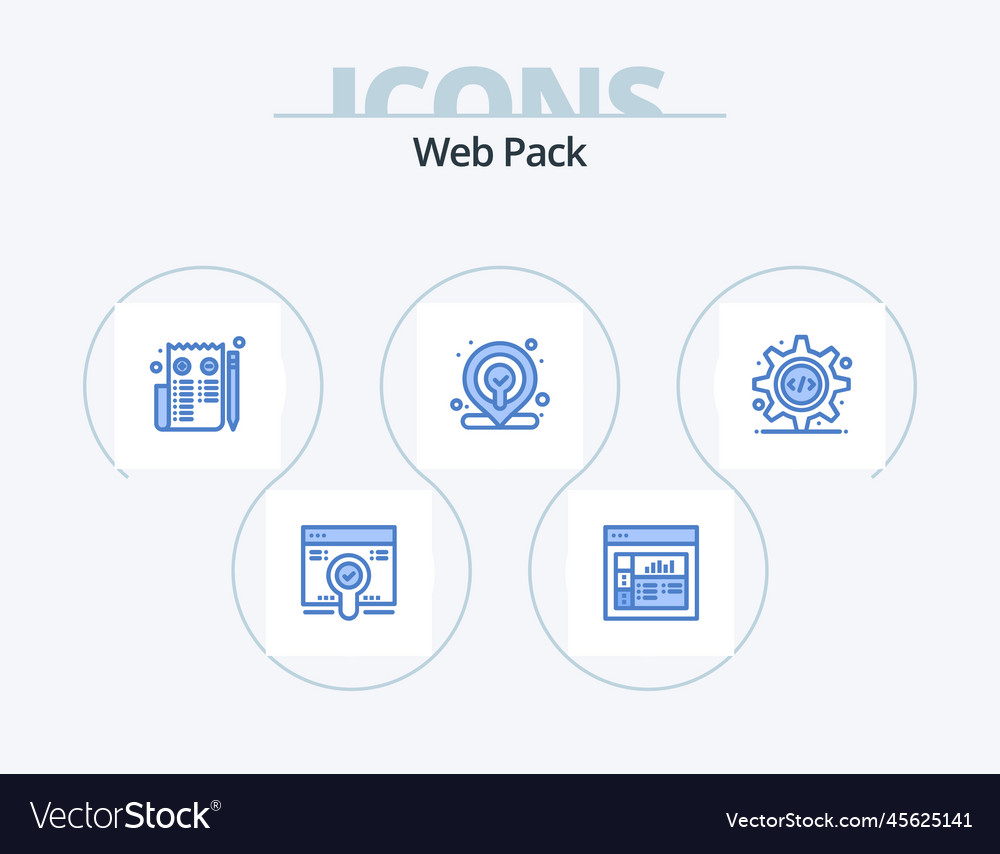 Web pack blue icon pack 5 icon design gear Vector Image