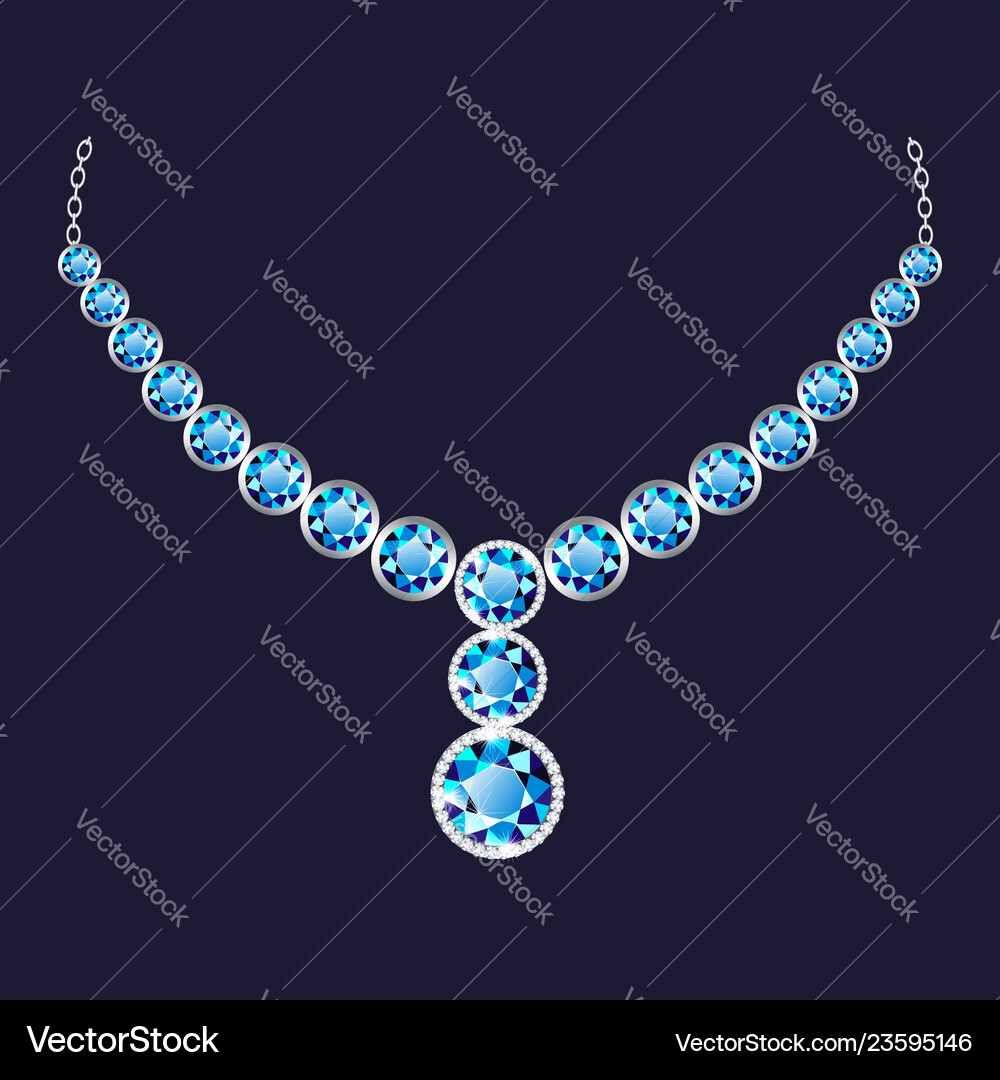 Blue bright necklace icon realistic style Vector Image
