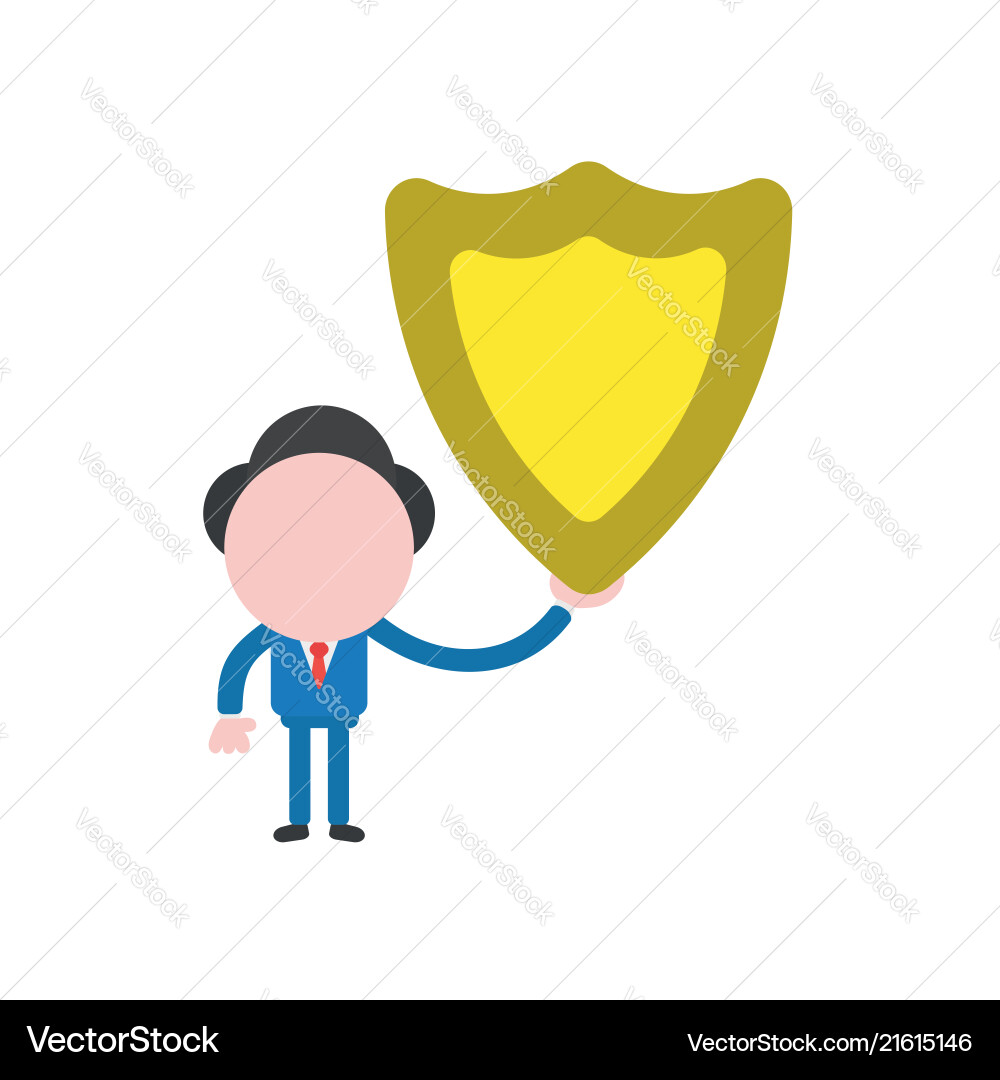 Businessman character holding guard shield Vector Image