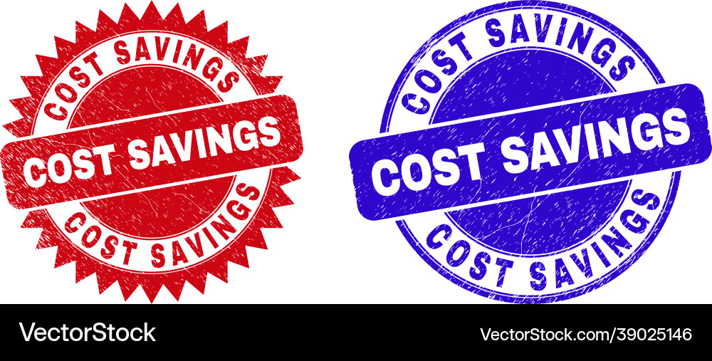 Cost savings round and rosette watermarks Vector Image