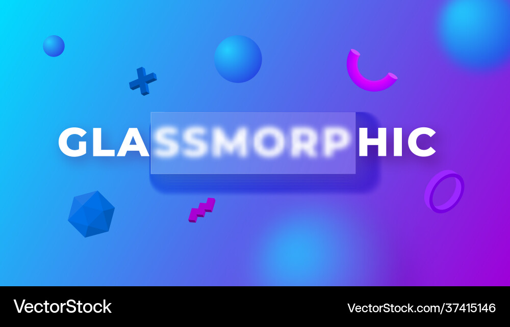 Glassmorphism concept with 3d geometric shapes Vector Image