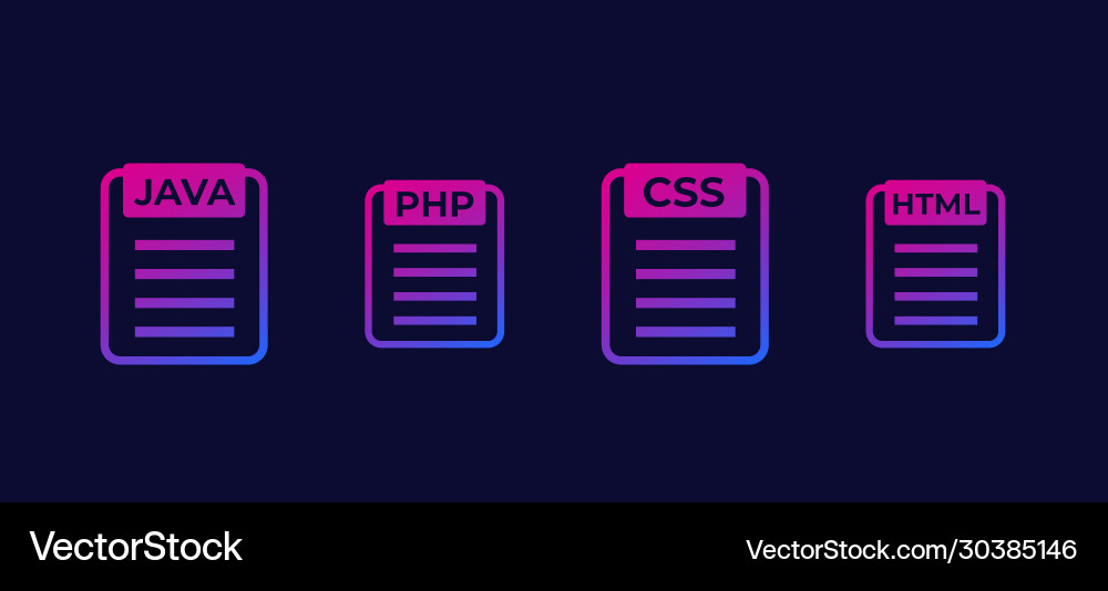 Java Php Css Html Code Icons Royalty Free Vector Image