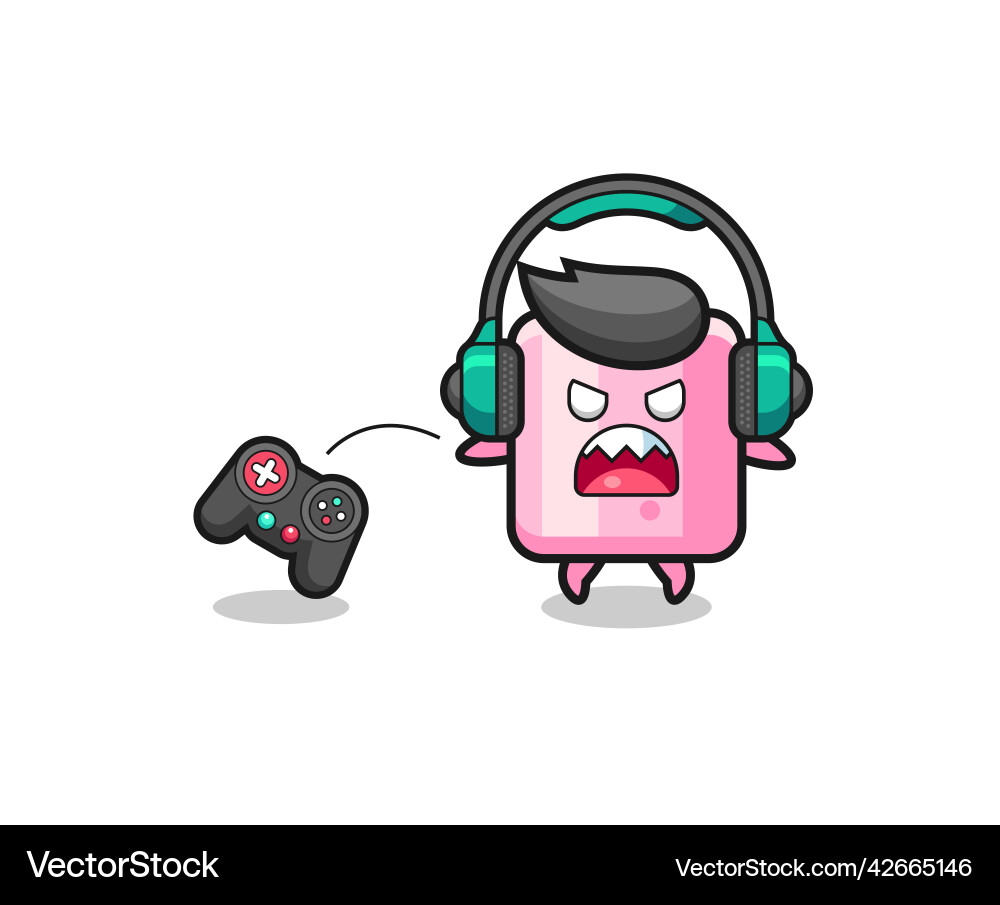 Marshmallow gamer mascot is angry Royalty Free Vector Image