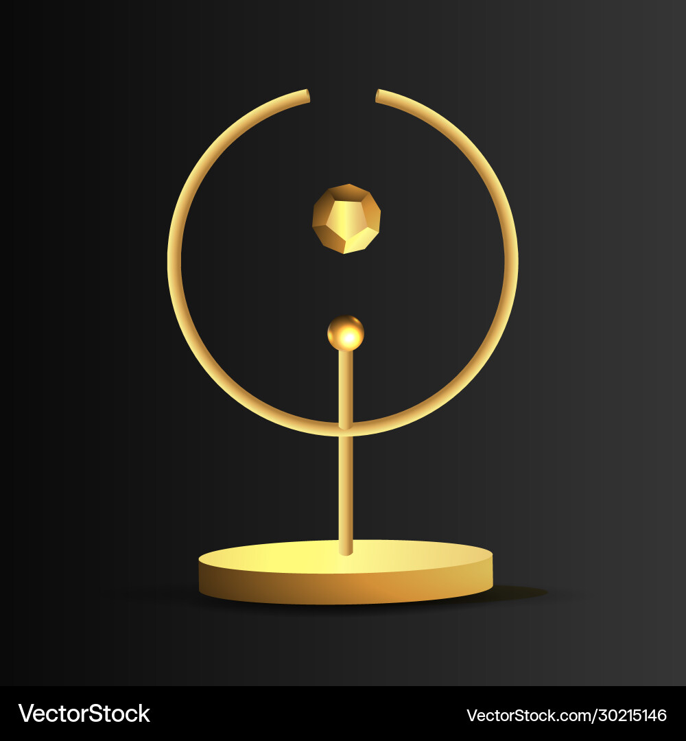 Metallic golden frame with floating geometrical Vector Image