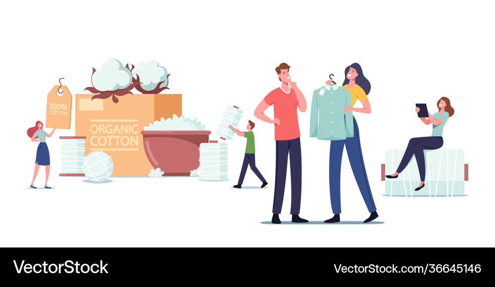 People use cotton fiber for producing ecological Vector Image