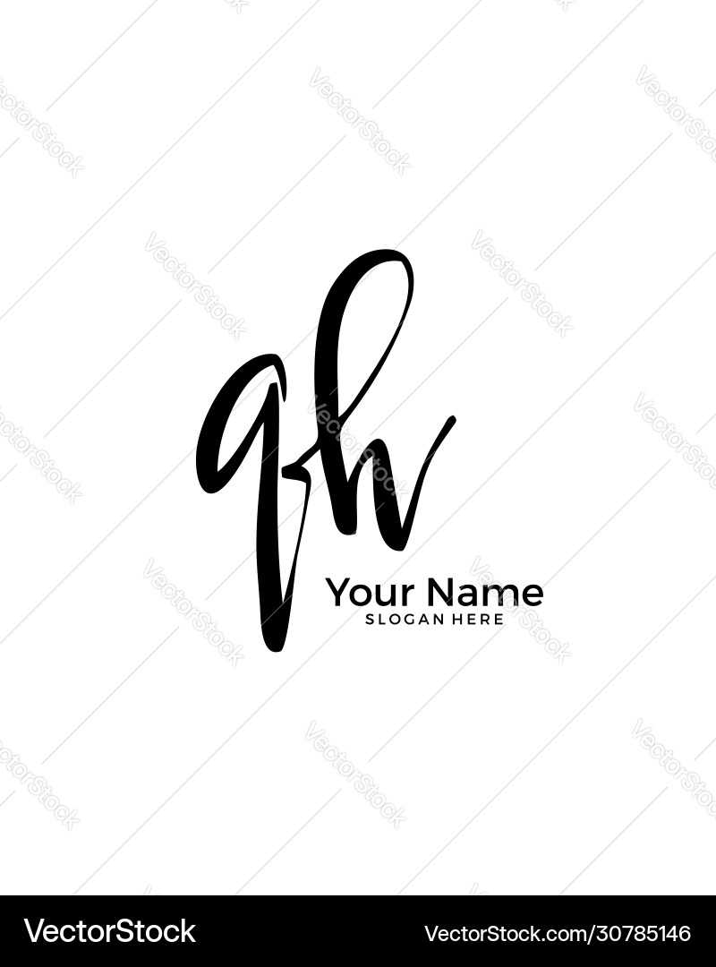 Q h qh initial logo signature handwriting Vector Image