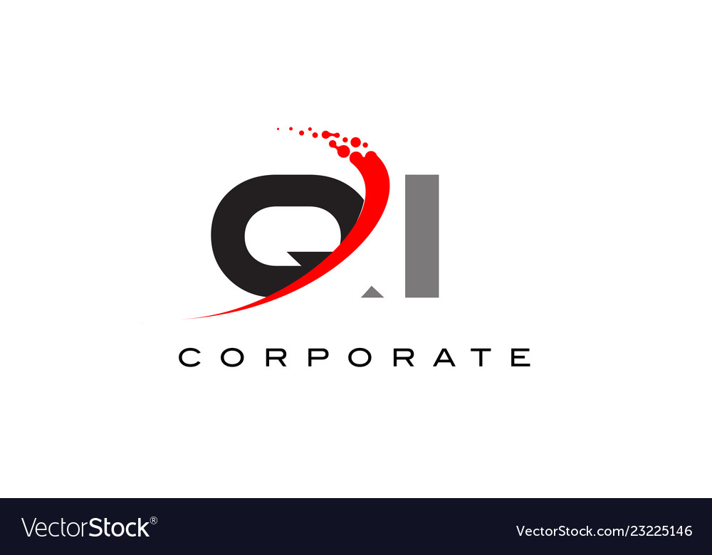 Qi modern letter logo design with swoosh Vector Image