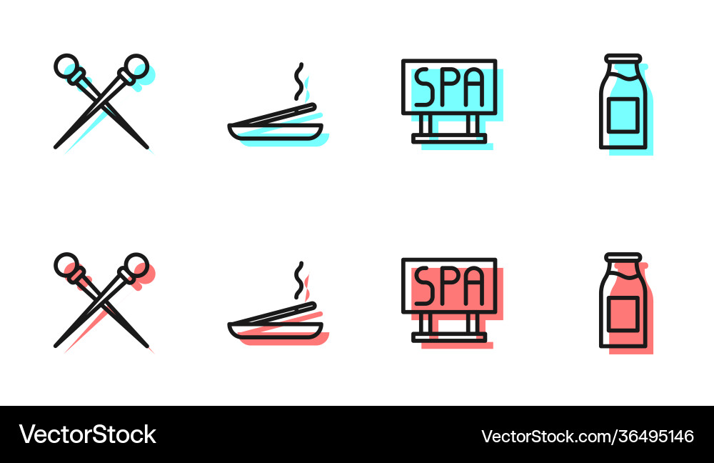 Set line spa salon signboard knitting needles Vector Image