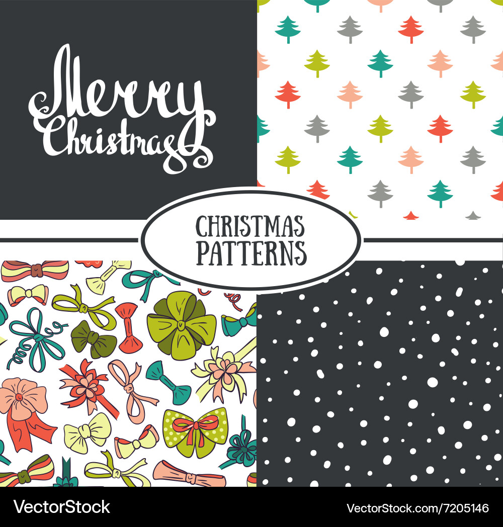 Set of seamless patterns with stylish christmas Vector Image