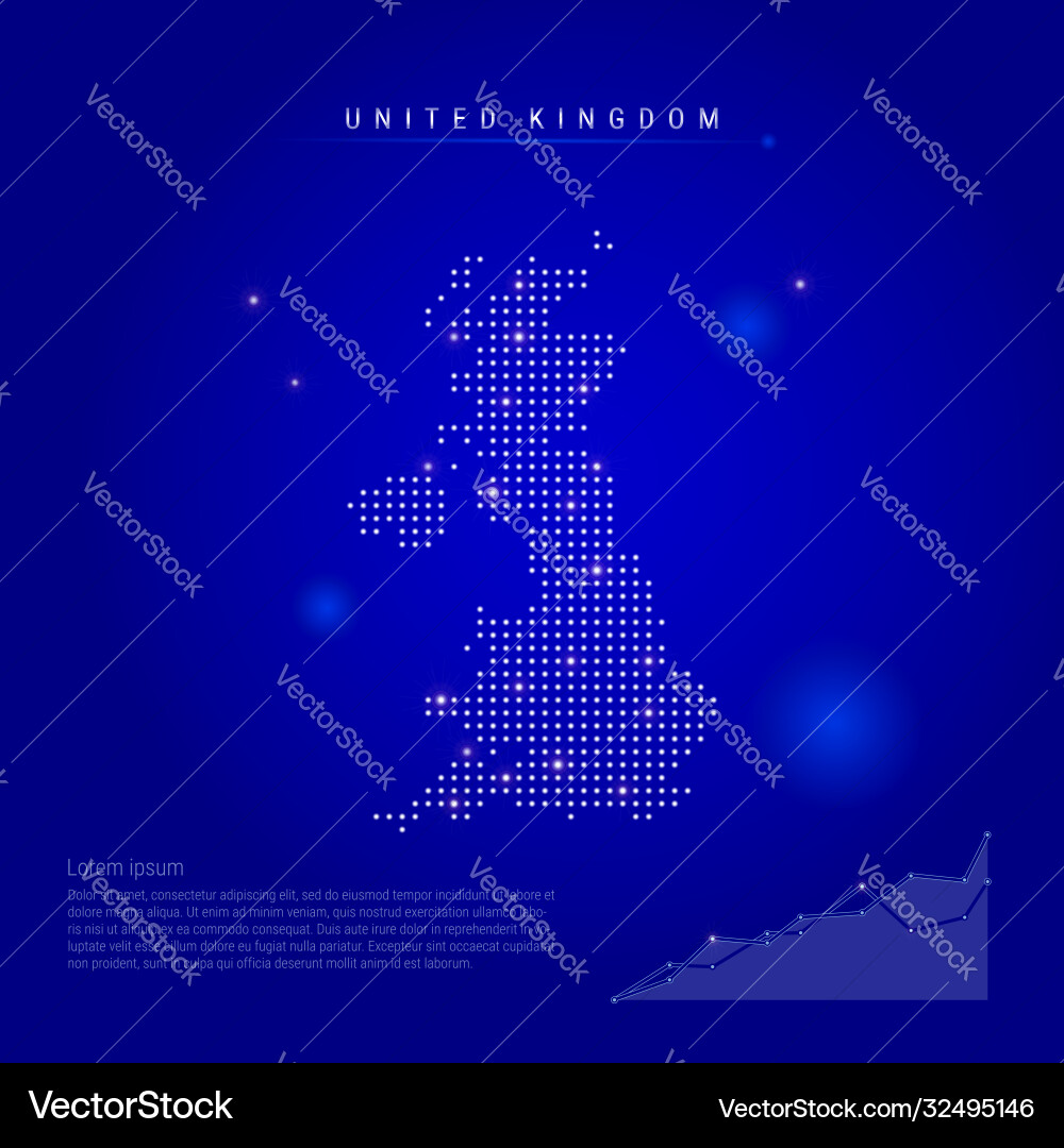 United kingdom illuminated map with glowing dots Vector Image