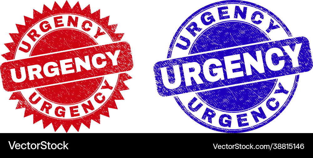 Urgency round and rosette stamps with corroded Vector Image