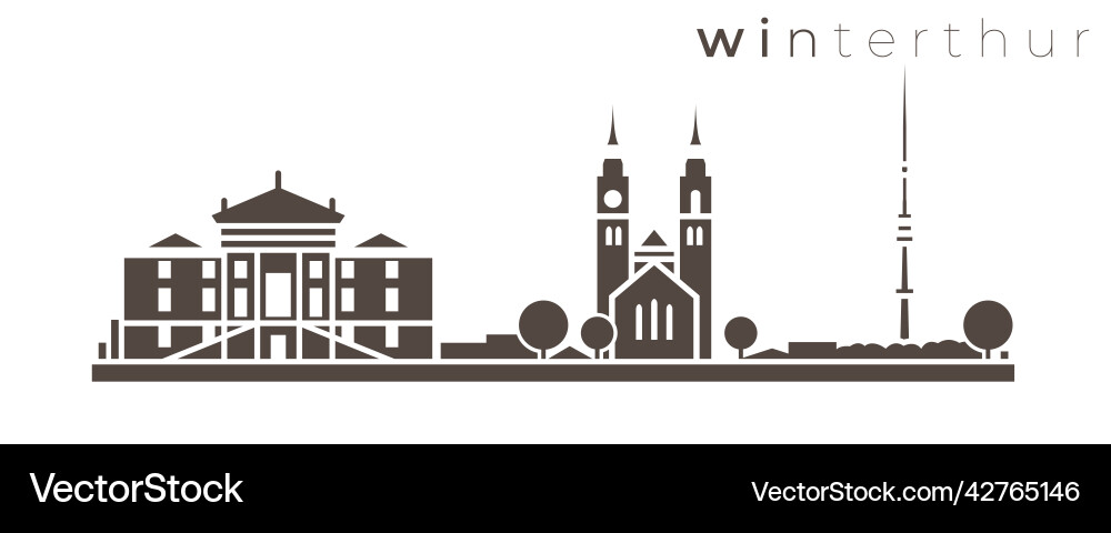 Winterthur simple monochrome stylish skyline Vector Image