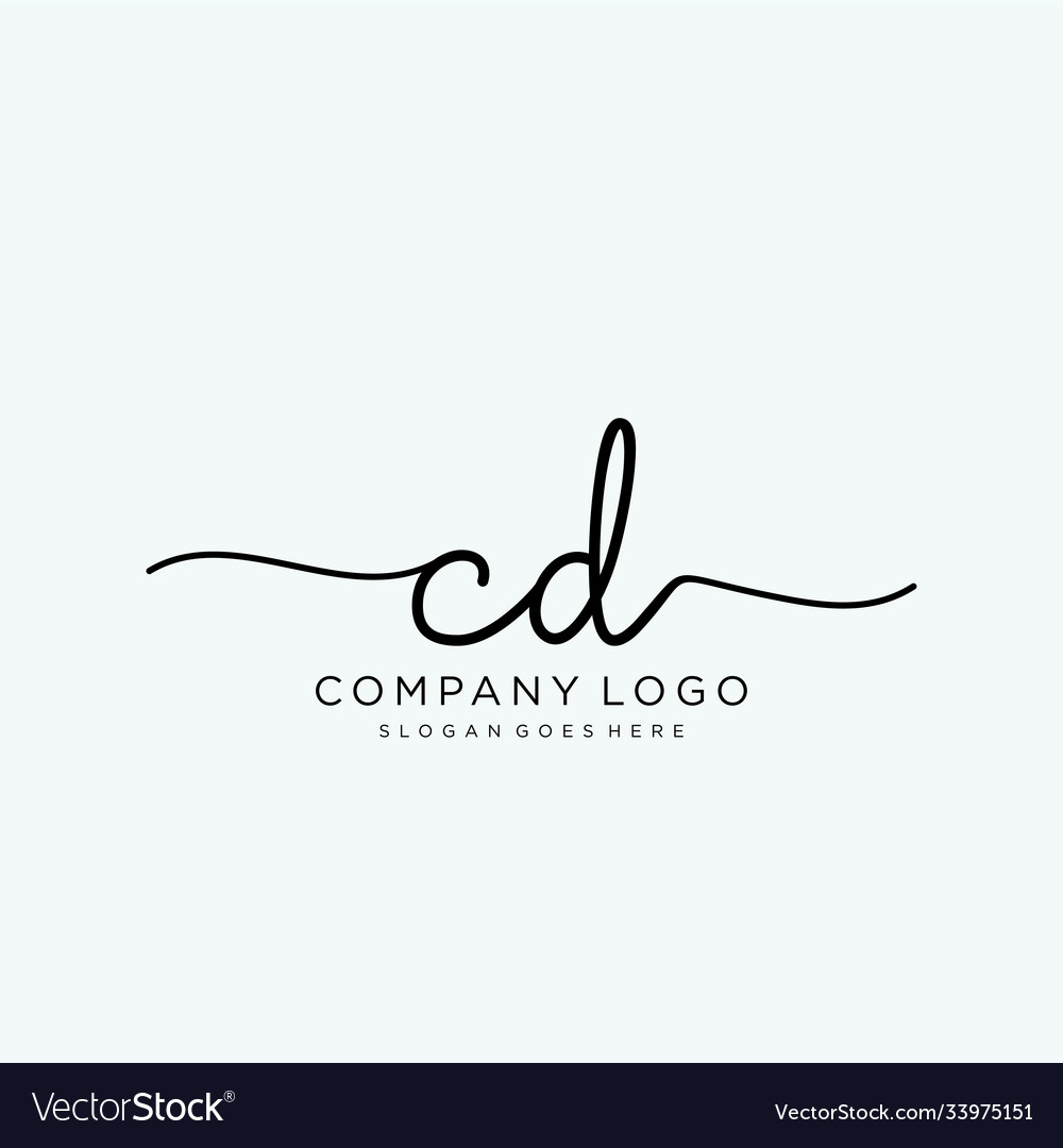 Initial cd handwriting logo with circle template Vector Image