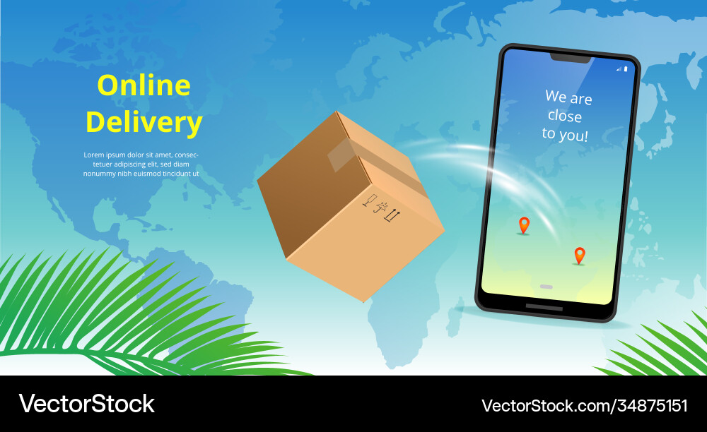 Online delivery service concept realistic phone Vector Image