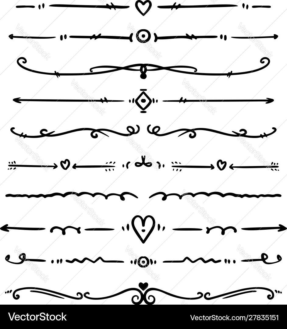 Set hand drawn text dividers for poster card Vector Image