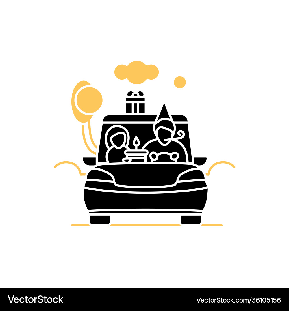 Birthday in car glyph icon Royalty Free Vector Image