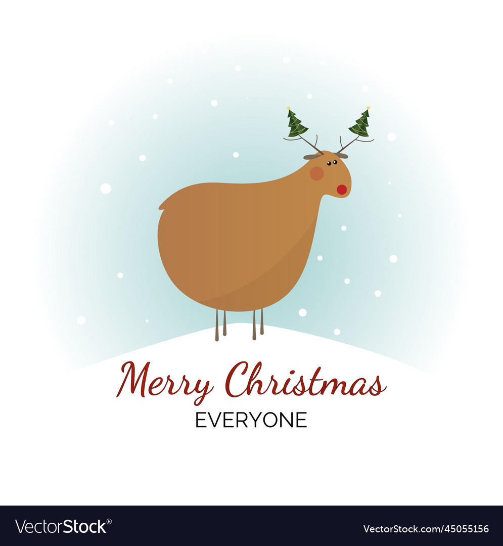Christmas card cute deer with trees Royalty Free Vector