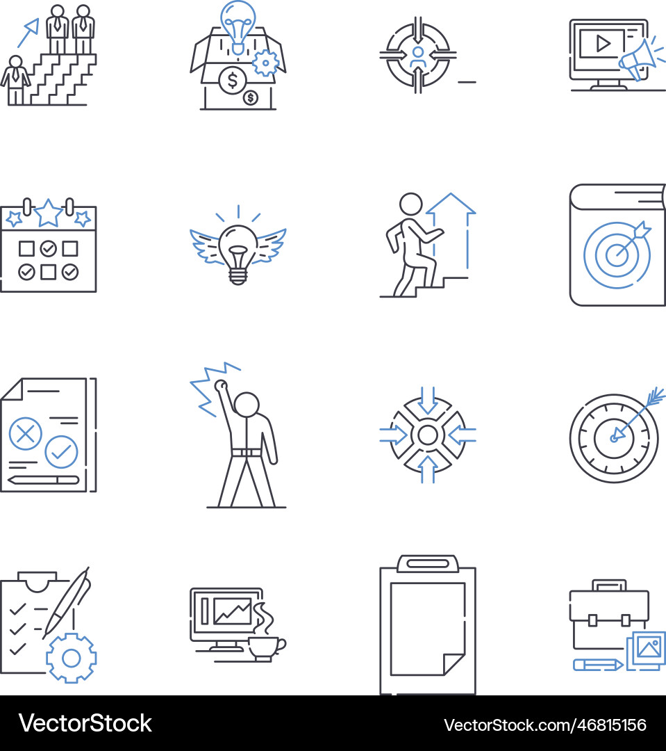 Co-creative leadership line icons collection Vector Image
