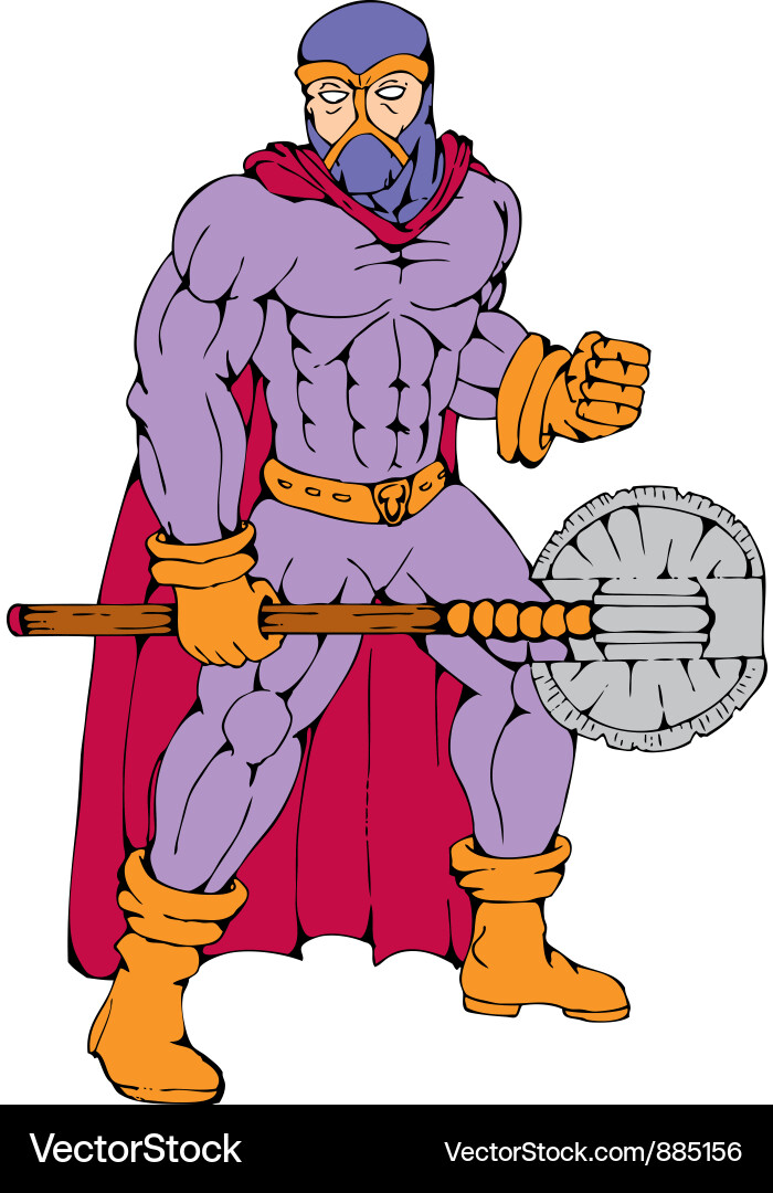 Executioner superhero with axe Royalty Free Vector Image