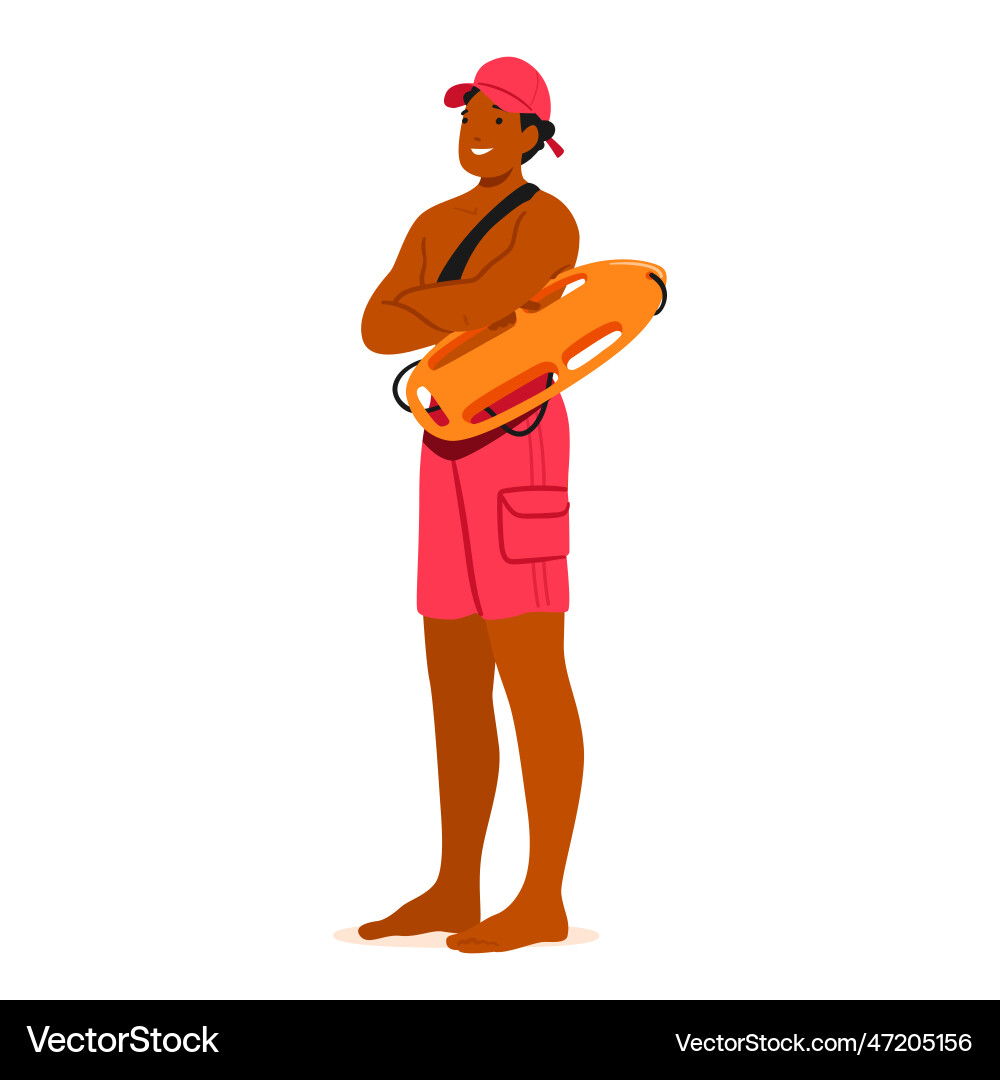 Experienced lifeguard male character ensuring Vector Image