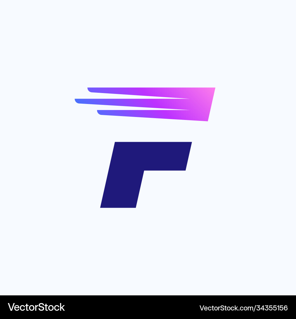 F letter logo with fast speed lines or wings Vector Image