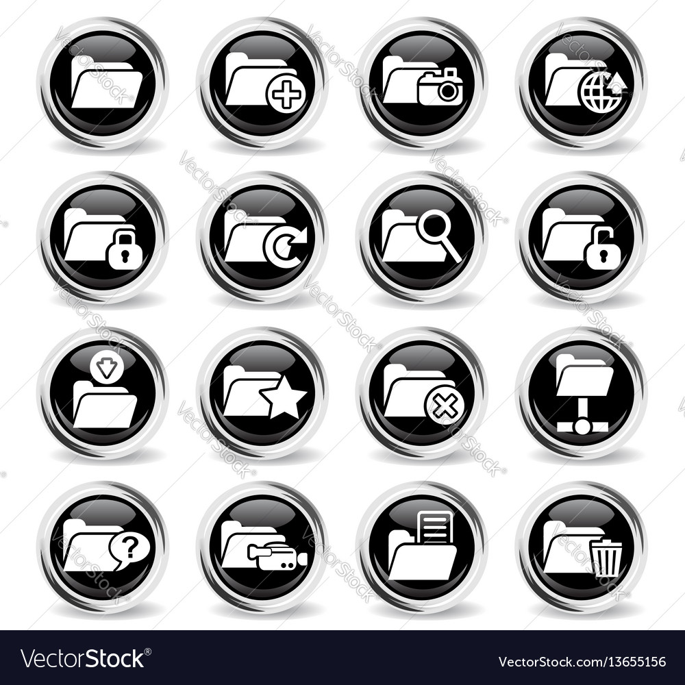 Ordner Icon Set Lizenzfreies Vektorbild - VectorStock