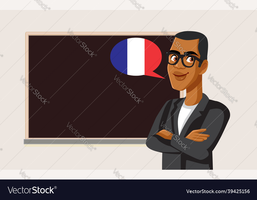 French teacher standing in front Royalty Free Vector Image