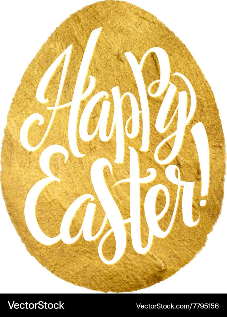 Gold foil calligraphy happy easter greeting card Vector Image