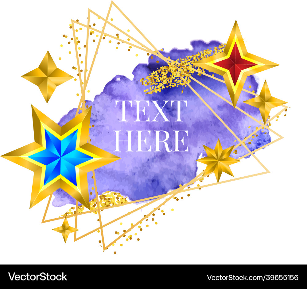 Gold frame paint hand painted brush stroke Vector Image