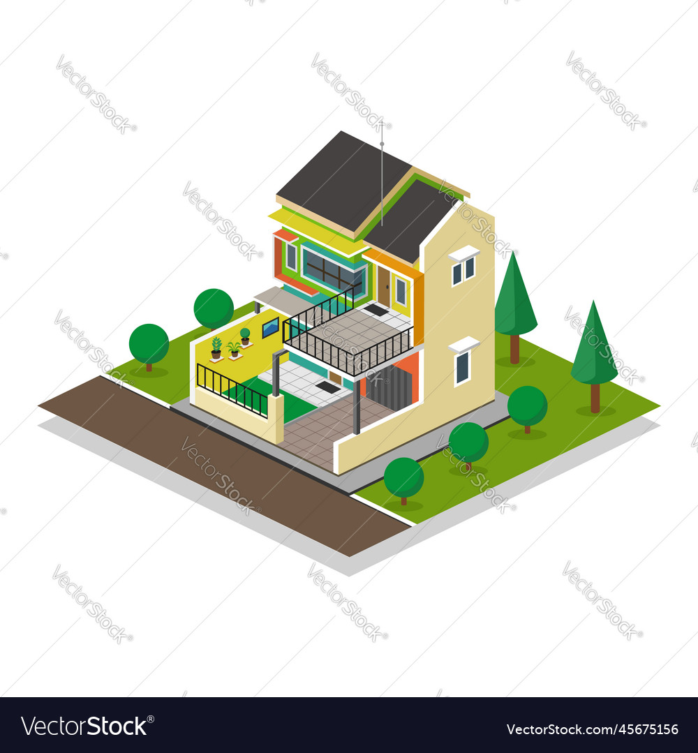 House 3d isometric design Royalty Free Vector Image