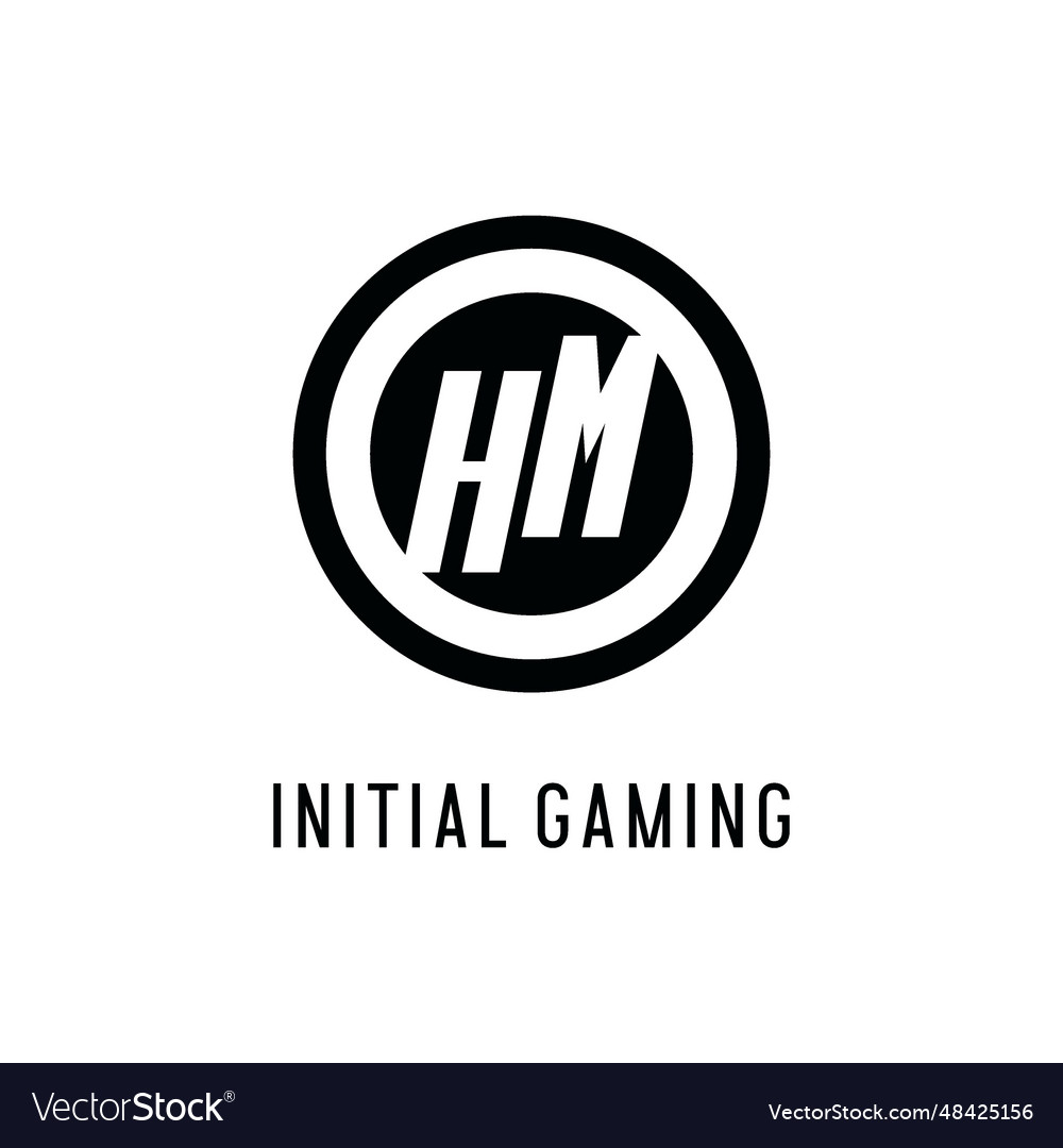 Initial hm logo concentric circle line clean Vector Image