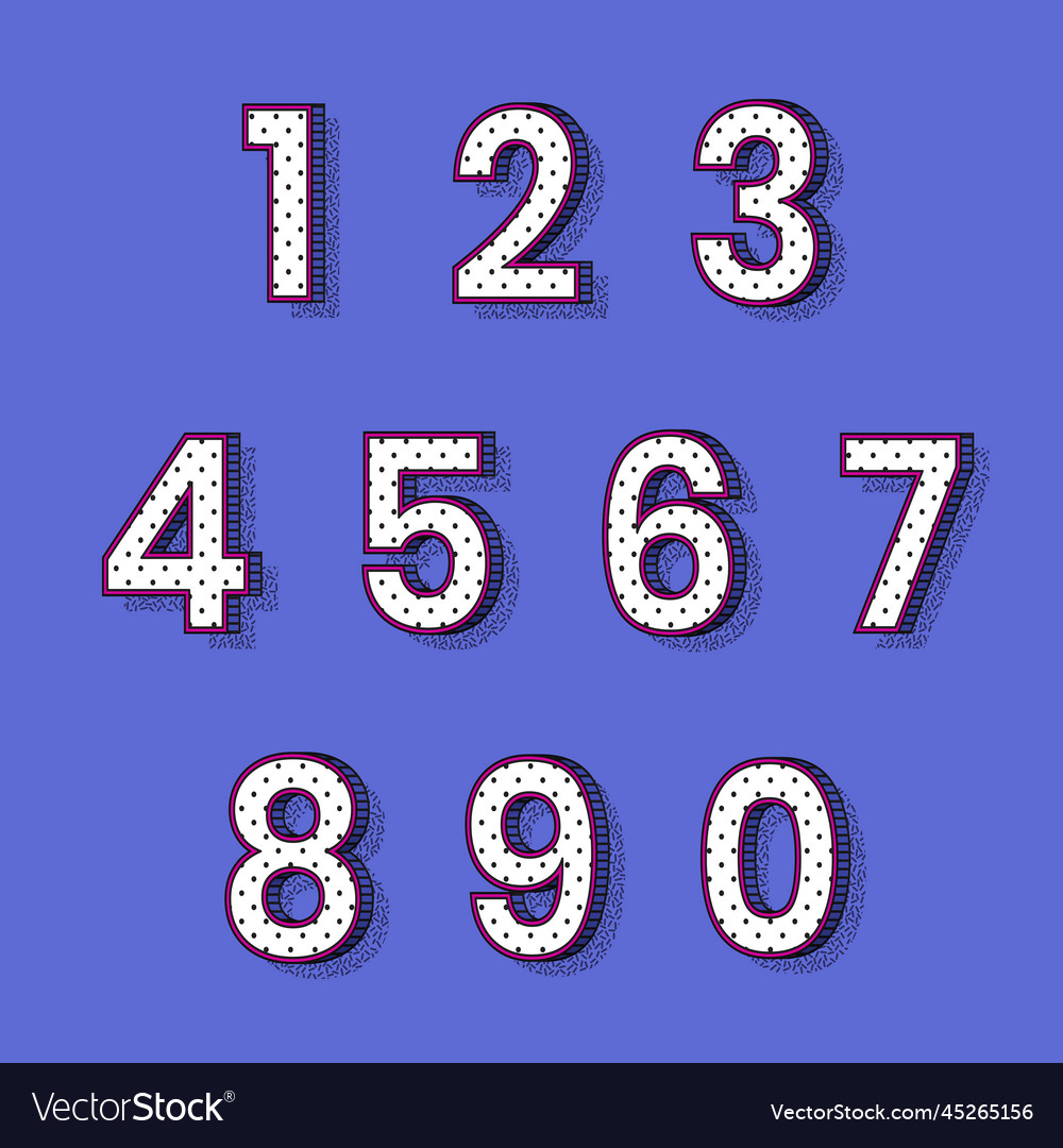 Isometric halftone font numbers 0-9 set Royalty Free Vector