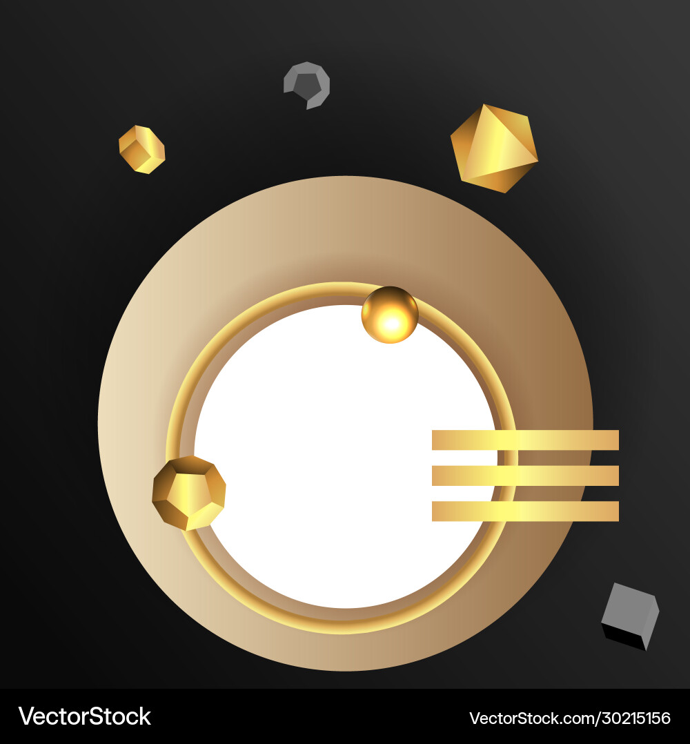 Metallic golden stage with floating geometrical Vector Image