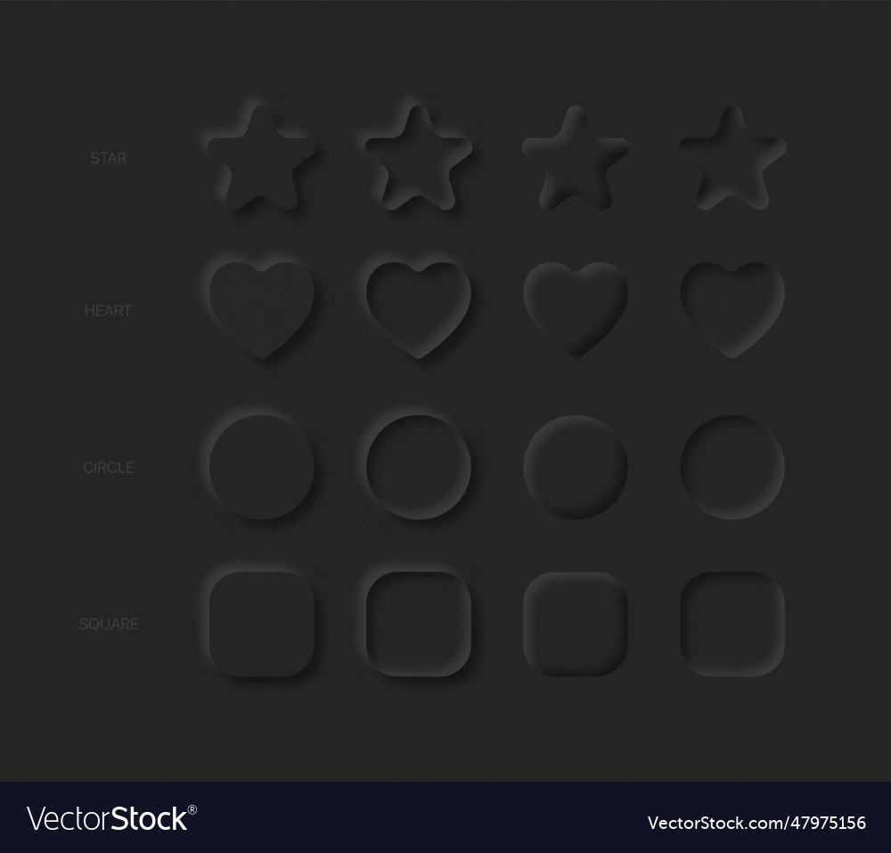 Neumorphic basic design elements rounded star Vector Image