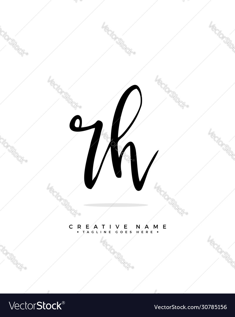 R h rh initial logo signature handwriting Vector Image