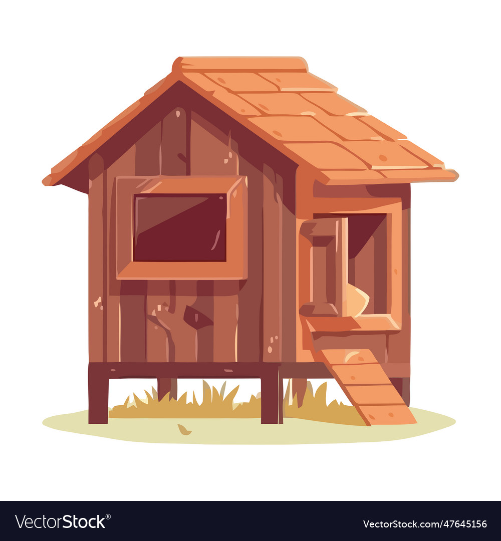 Rustic hut on farm with wood backdrop Royalty Free Vector