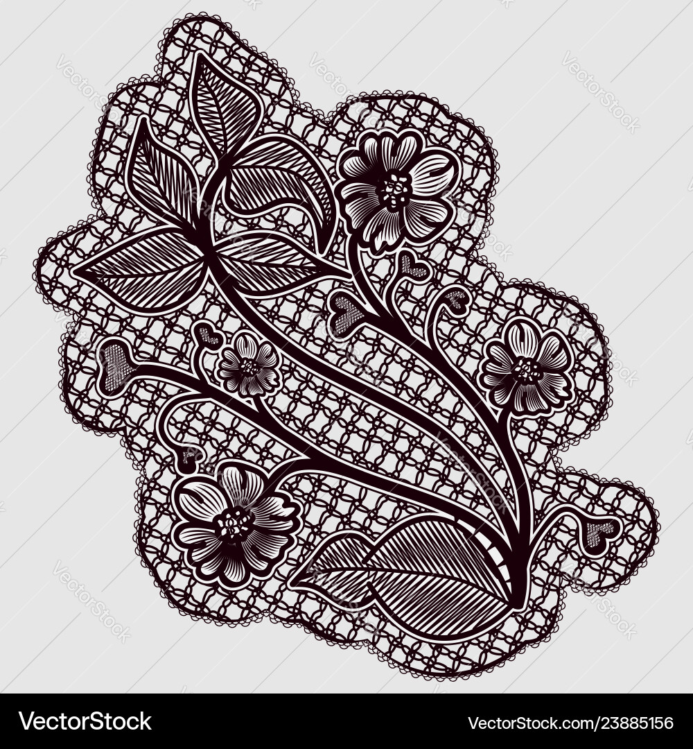 Single lace detail dark openwork flowers Vector Image