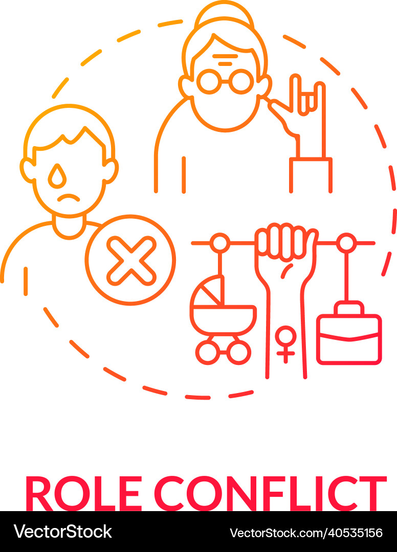Social role conflict red gradient concept icon Vector Image