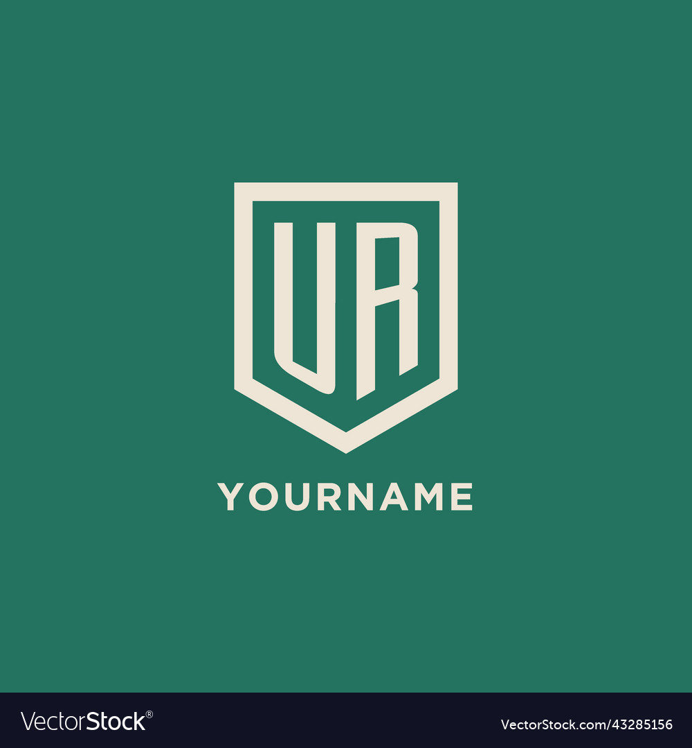 Ur initial logo monogram shield geometric shape Vector Image