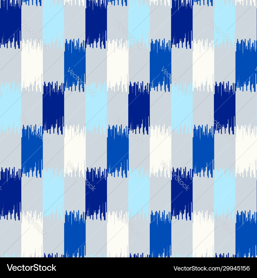 Uzbek ikat silk fabric pattern indigo blue Vector Image