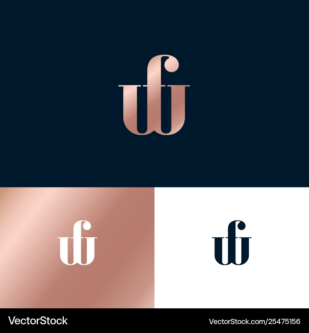 W and f letter monogram consist thin lines Vector Image