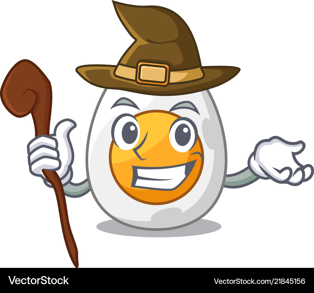 Witch peeled boiled egg on mascot cartoon Vector Image