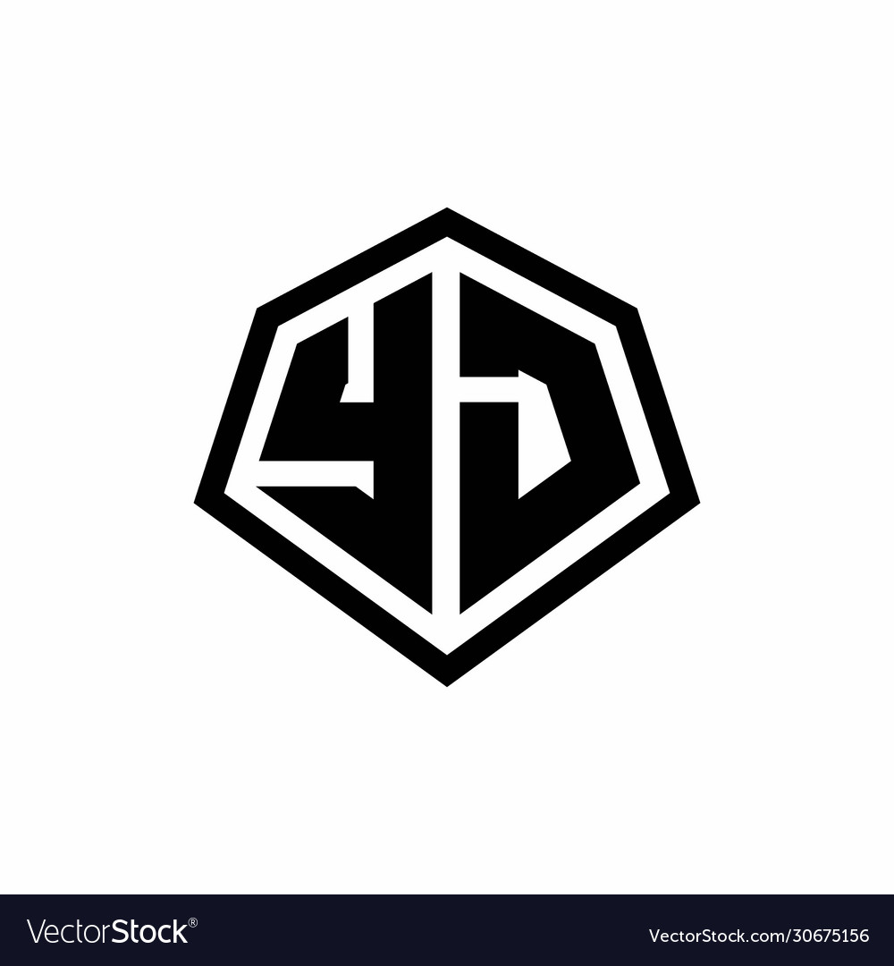 Yj monogram logo with hexagon shape and line Vector Image