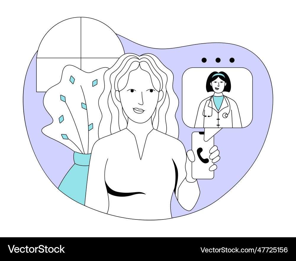 Young lady holding mobile phone and calling Vector Image