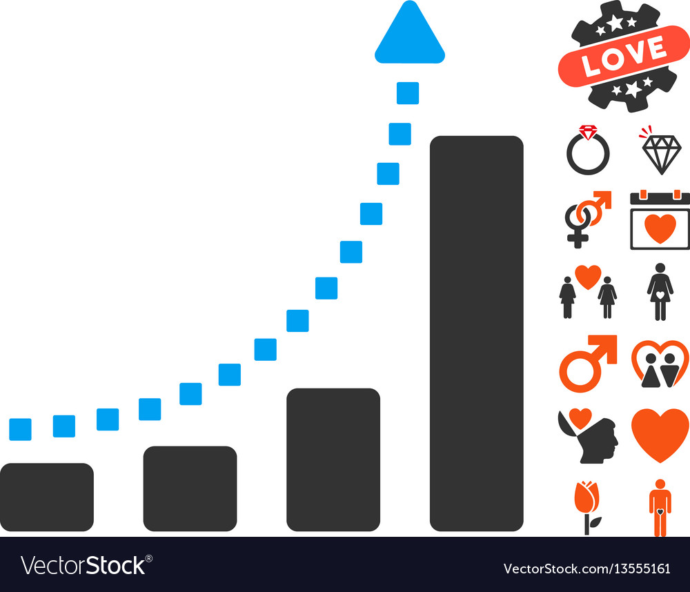 Bar chart trend icon with lovely bonus Royalty Free Vector Bar chart trend icon with lovely bonus Royalty Free Vector
