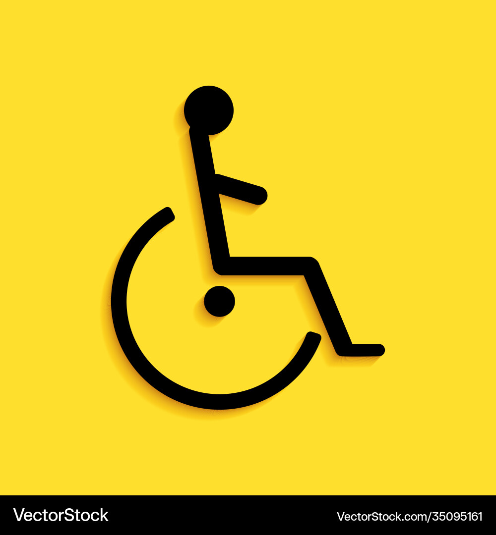 Black disabled handicap icon isolated on yellow Vector Image
